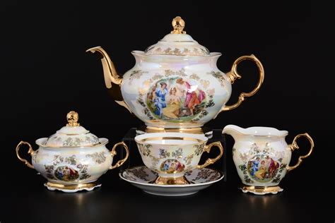 Чайный сервиз на 6 персон из фарфора мадонна Чехия Карлсбад