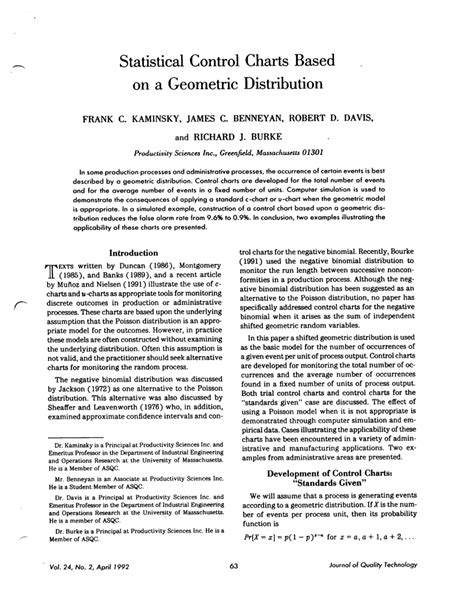 Pdf Statistical Control Charts Based On A Geometric Distribution