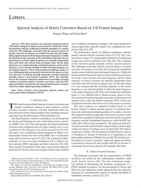 Pdf Spectral Analysis Of Matrix Converters Based On 3 D Fourier Integral Dokumentips