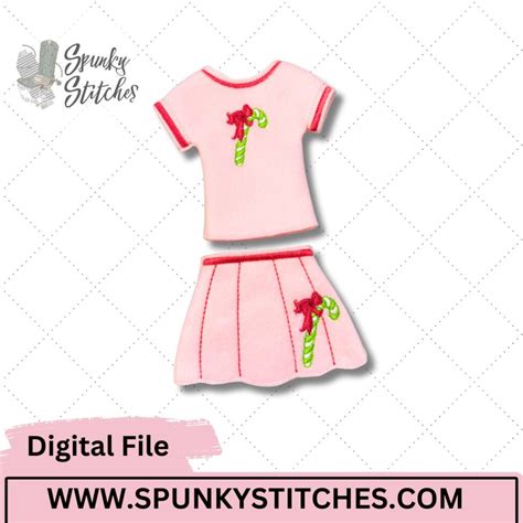 Candy Cane Elf Shirt And Skirt Set Digital Embroidery File