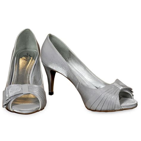 Silver Bridesmaids Wedding Heels Satin Comfortable Sizes UK Etsy