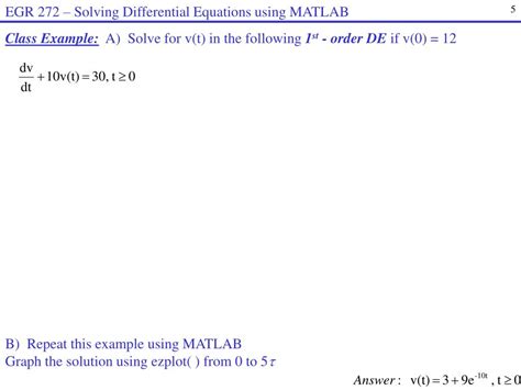 Ppt Solving Differential Equations Using Matlab Notes On Using