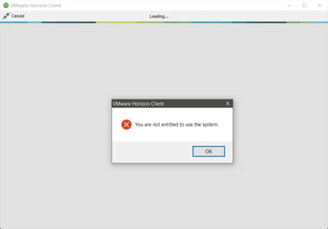 vmware horizon view remote access error you are not entitled to use