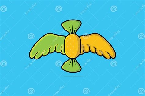 Flying Sweet Candy With Bird Wings Vector Illustration Stock Vector