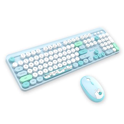 Geezer Hello Bear 2 4ghz Wireless Keyboard And Mouse Combo Set Blue