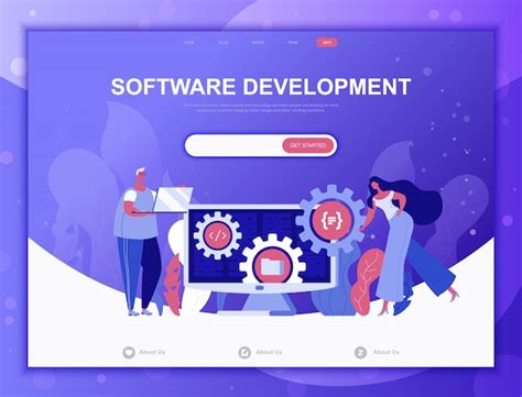 Premium Vector Software Development Flat Concept Landing Page Web Template