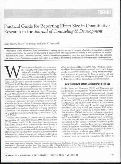 Pdf Practical Guide For Reporting Effect Size In Quantitative