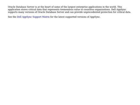 Executive Summary Dell Appsync Integration With Oracle Database Server Dell Technologies