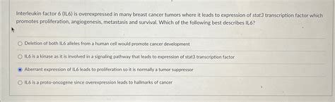 Solved Interleukin Factor 6 Il6 ﻿is Overexpressed In Many