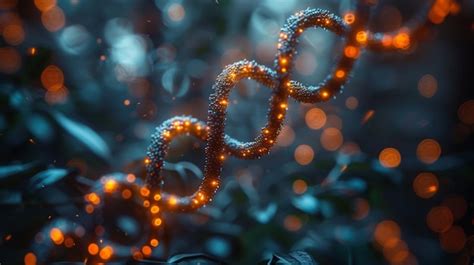 Premium Photo Glowing Dna Helix Structure Over Lights