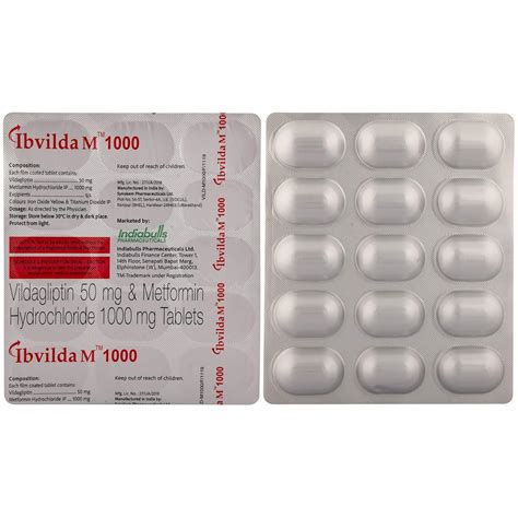 Ibvilda M 1000 Strip Of 15 Tablets Health And Personal Care