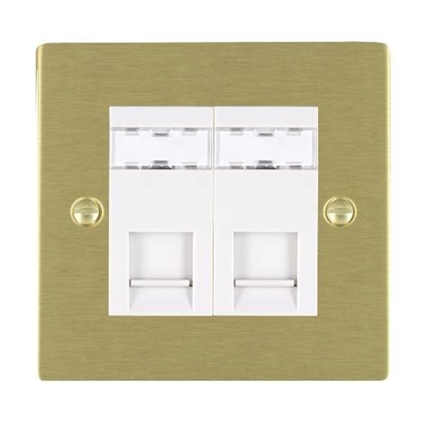 Hamilton Sheer Satin Brass Gang Unshielded Rj Socket With White Insert Ukes