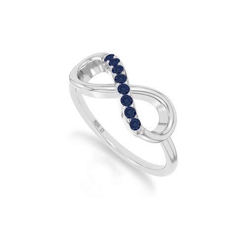 Lustre And Light Natural Blue Sapphire Infinity Promise Rings For Women