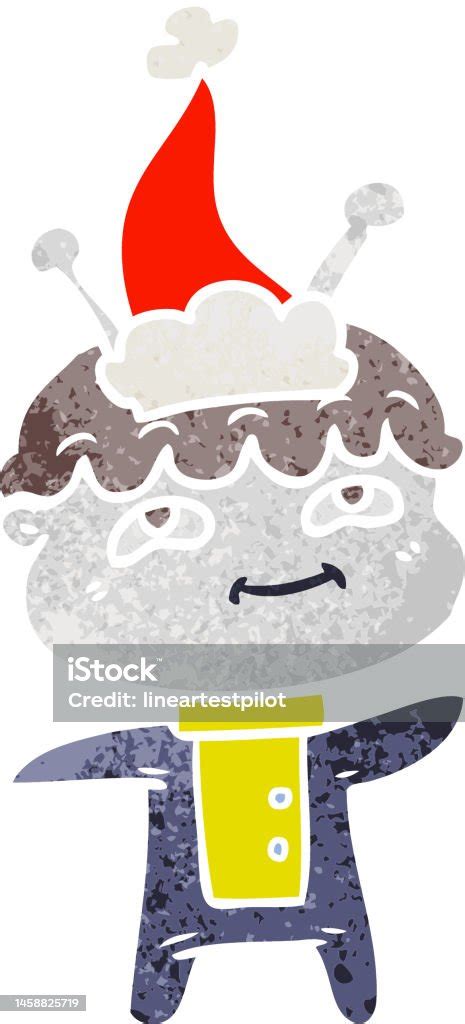 산타 모자를 쓴 우주인의 친절한 손으로 그린 복고풍 만화 0명에 대한 스톡 벡터 아트 및 기타 이미지 0명 귀여운 낙서 드로잉 Istock