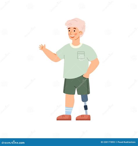 Rapaz Fofo Deficiente Com Ilustra O Prot Tica Do Vetor De Desenho Do Membro Isolado Ilustra O