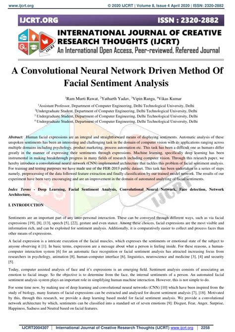 Pdf A Convolutional Neural Network Driven Method Of Facial Sentiment