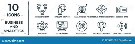 Businessandanalytics Linear Icon Set Stock Vector Illustration Of