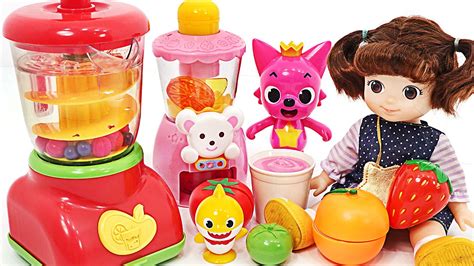 아기상어 핑크퐁과 맛있는 과일주스 만들기 콩순이 믹서기 놀이 핑키팝토이 네이버 Tv