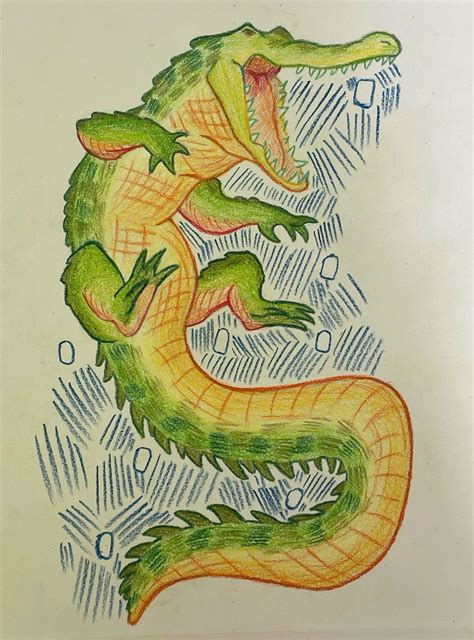Realistic Crocodile Drawing
