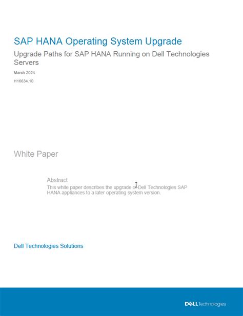 Sap Hana Appliance Operating System Upgrade Dell Technologies Info Hub