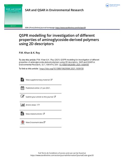 Qspr Modelling For Investigation Of Different Properties Of