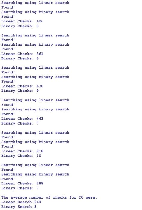 Solved Linear Search Vs Binary Search Objective Implement Chegg Com