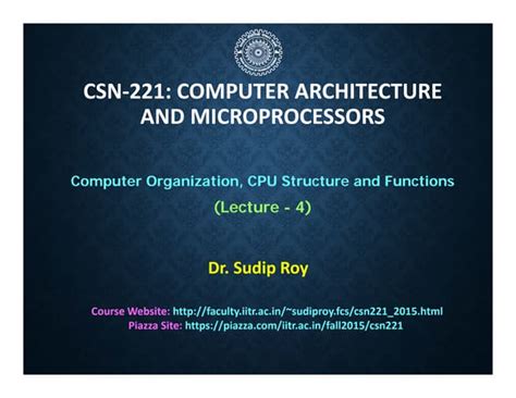 Csn221lec4pdf Computer Organization And Architecture Ppt