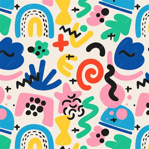 손으로 그린 된 추상 요소 패턴 무료 벡터