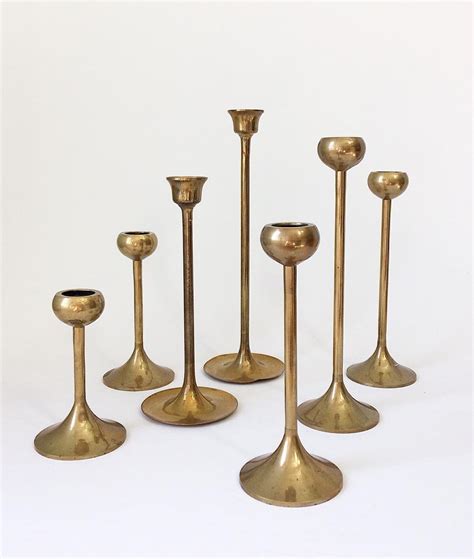 Graduated Brass Candlestick Holders — Early Bird Vintage