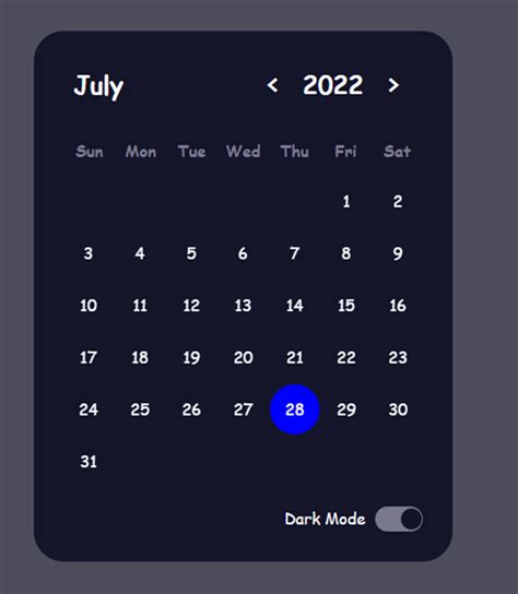 Github Codewithbijayajs Calender Calendar Ui Design With Dark Mode And Animation Using Html