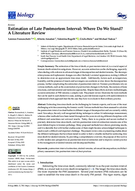 Pdf Estimation Of Late Postmortem Interval Where Do We Stand A Literature Review