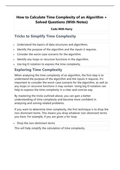 Summary How To Calculate Time Complexity Of An Technical Courses