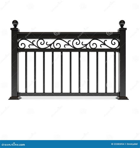 Metal Railing Barrier Decorative Ornate Black Fence Vector Illustration