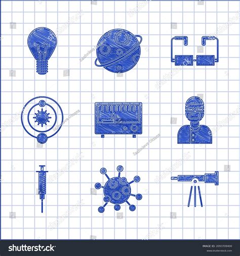 Set Electrical Measuring Instruments Bacteria Telescope Stock Vector