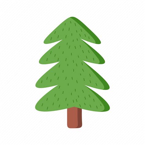 Christmas Ceder Flat Icon Tree Decorated Coniferous Icon
