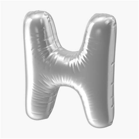 호일 풍선 편지 H 실버 3d 모델 19 Upk Max C4d Ma Obj Gltf Fbx Unitypackage Usd Free3d