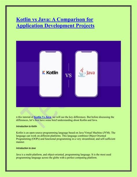 Kotlin Vs Java A Comparison For Application Development Projectspdf