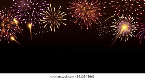 Vector Decorative Border Colorful Exploding Fireworks Stock Vector