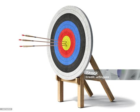 세 개의 화살표가 대상 양궁 Cncept 3d 일러스트를 오른쪽으로 명중 양궁에 대한 스톡 사진 및 기타 이미지 양궁 과녁 겨냥 Istock