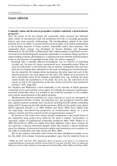 Pdf Commodity Chains And The Uneven Geographies Of Global Capitalism