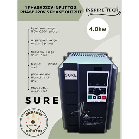 Jual Inverter Frekuensi VFD 4 0kw 220V Single Past Input To 220v 3phase Output Speed Controller