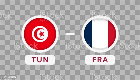 튀니지 대 프랑스 축구 경기 디자인 요소 플래그 투명한 배경에 격리된 아이콘입니다 풋볼 챔피언십 대회 인포그래픽 공지 게임 점수 스코어보드 템플릿 벡터 3차원 형태에 대한