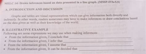 Solved Melc 14 Draws Inferences Based On Data Presented In A Line Graph M5sp Ivh 55 A