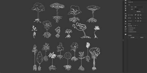 20个矢量立面景观树合集，ai Cad Png设计风向