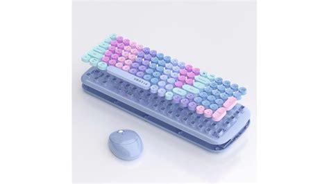 Wireless Keyboards And Mouse Combos Ubotie Colorful Gradient Rainbow Colored Retro Typewriter