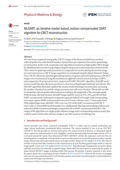 mcsart an iterative model based motion compensated sart algorithm for