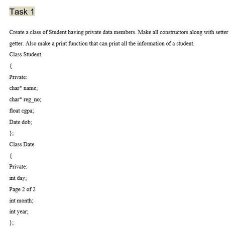 Solved Task Create A Class Of Student Having Private Data Chegg