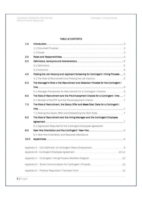 Standard Operating Procedures Contingent I Hiring Process