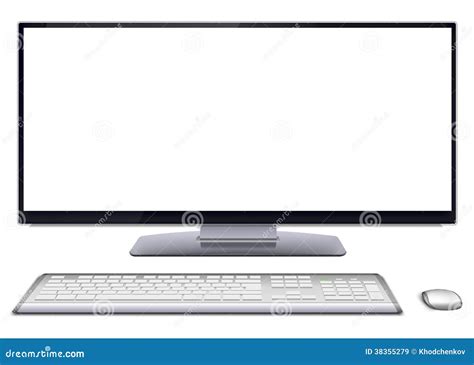 Modern Desktop Computer With Blank Screen Stock Vector Illustration