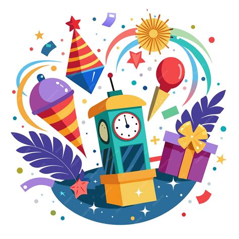 Time Capsule Celebration Frozen In Time With Confetti And Fireworks Premium Ai Generated Vector
